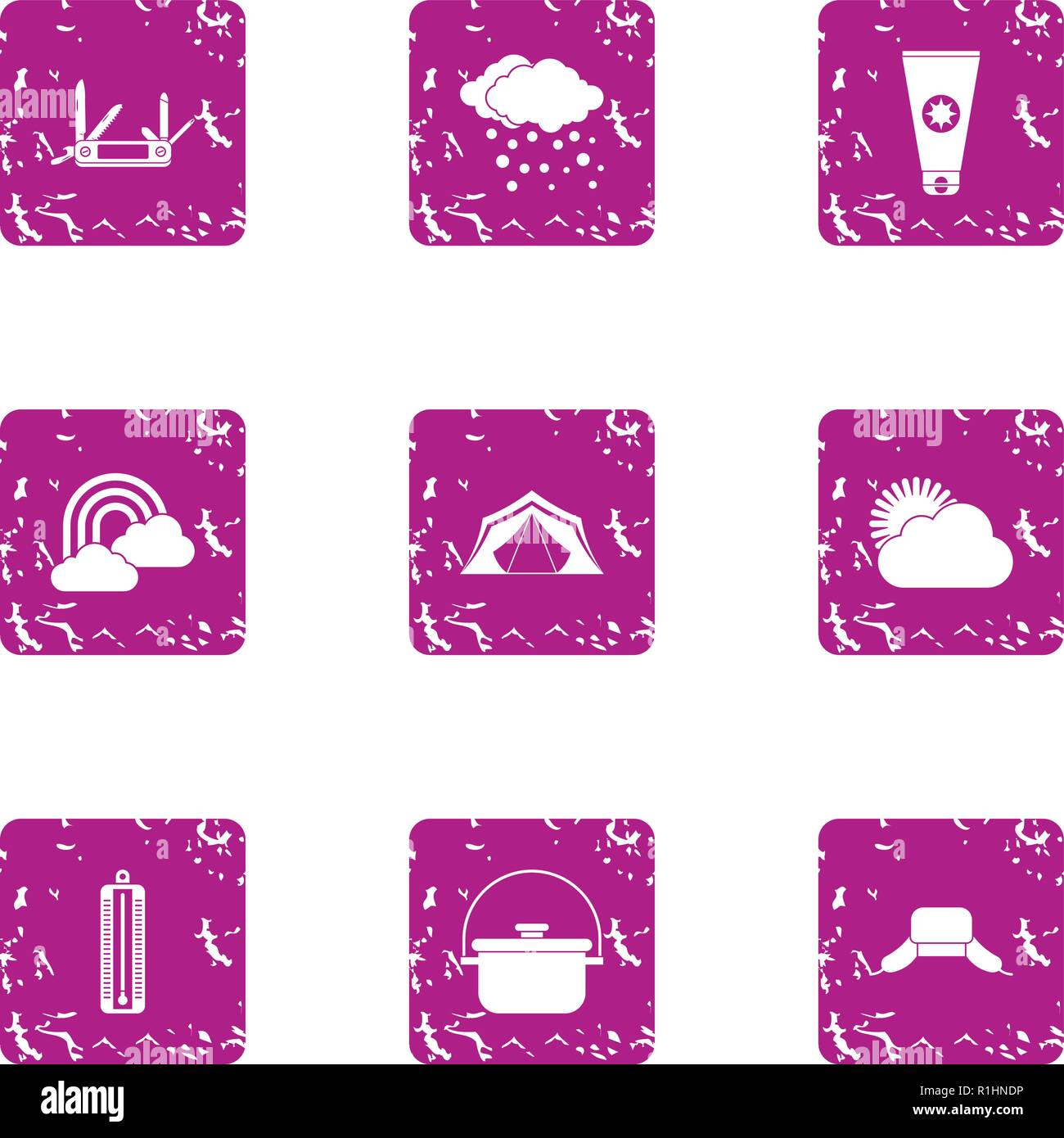 Meteorological observation icons set, grunge style Stock Vector Image ...