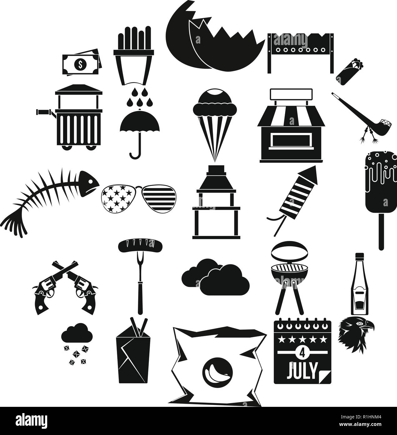 Snack bar icons set, simple style Stock Vector Image & Art - Alamy