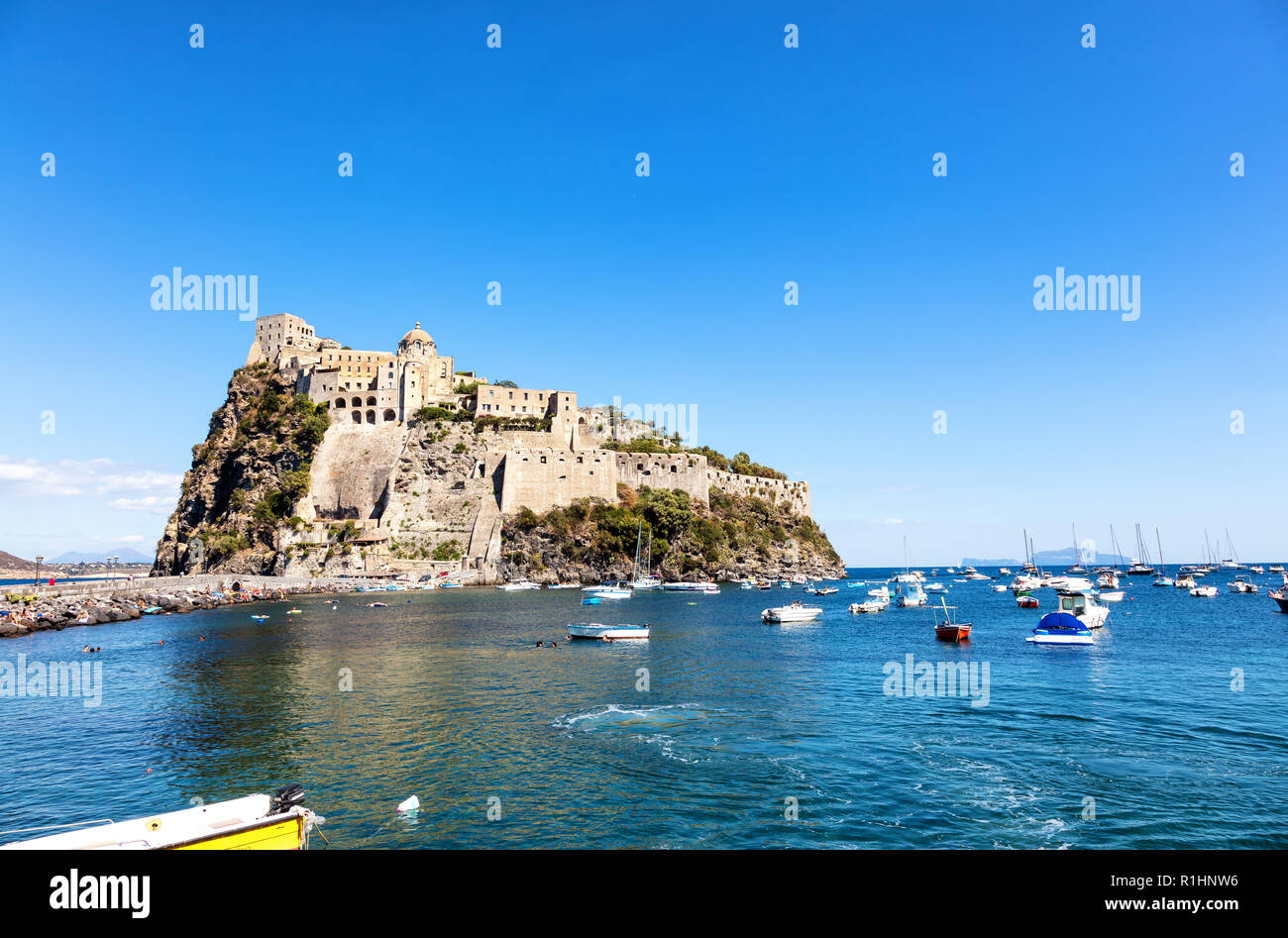 Castle The Aragonese, historical monument in Ischia, built by Hiero I ...