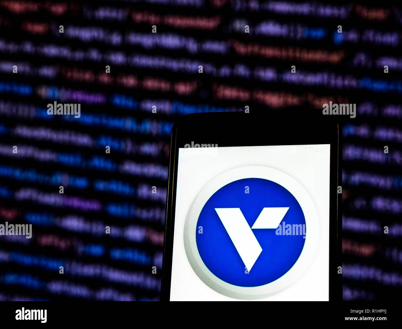 Verisign Internet company logo seen displayed on smart phone. Verisign ...