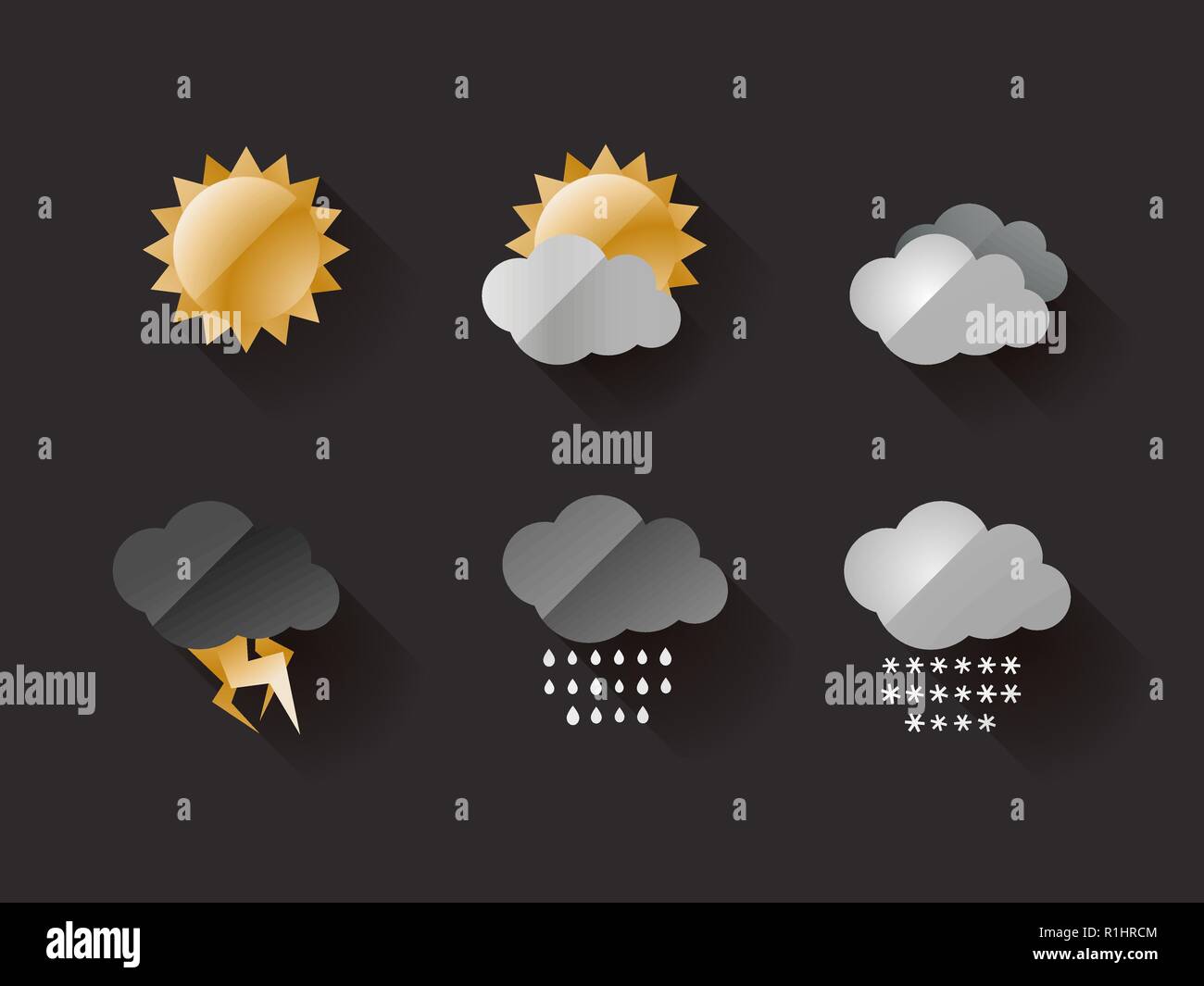 weather icons metal look on dark background Stock Vector Image & Art ...