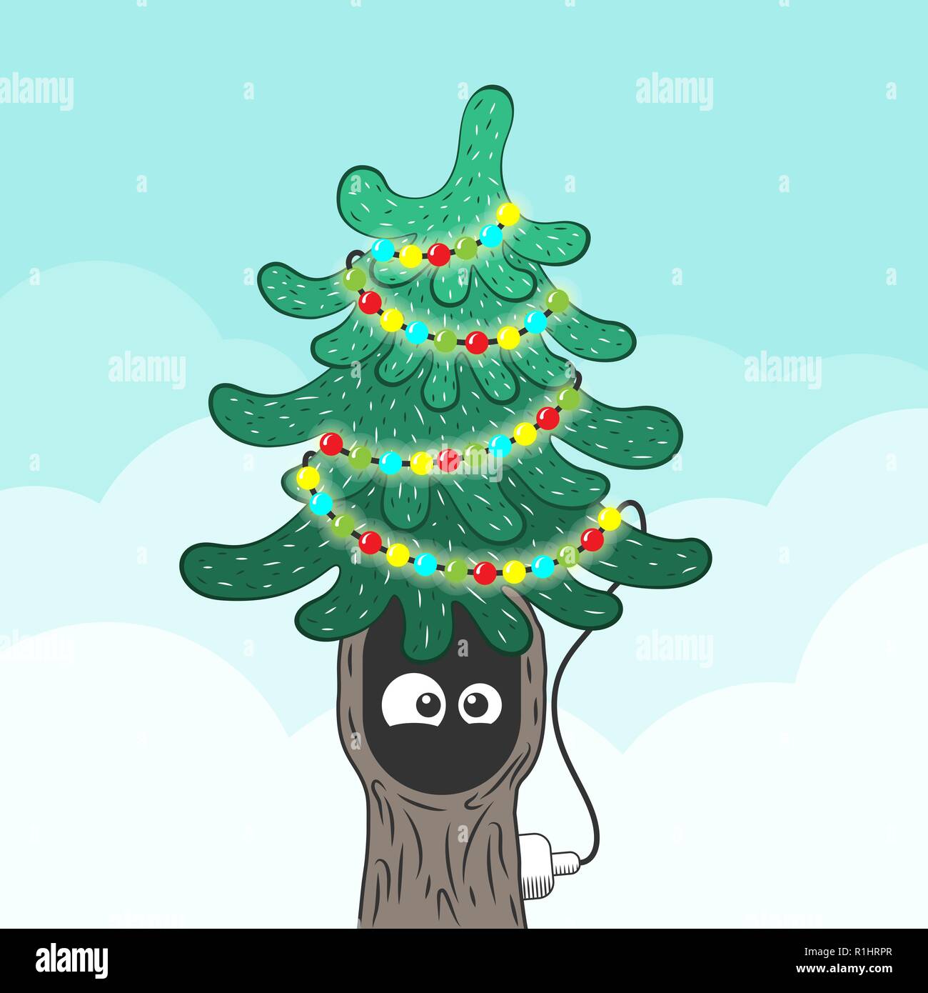 Winter postcard fir tree Stock Vector Images - Alamy