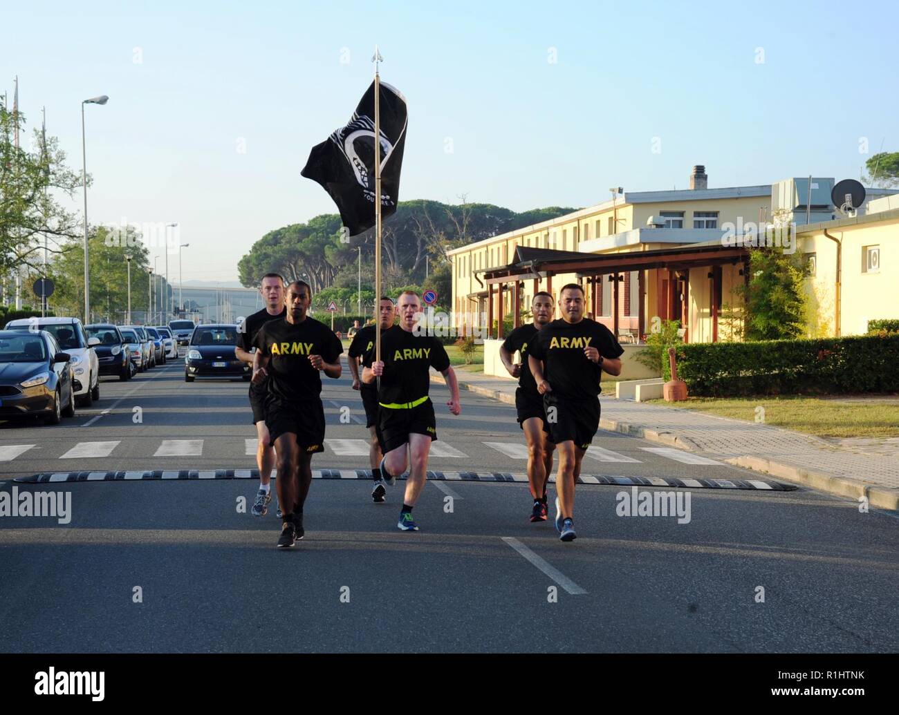 Sgt. Major Jermain Jackson, from 839th Transportation Battalion, holds ...