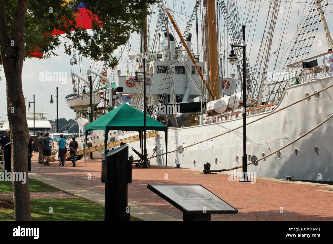 A view of the ARC Gloria, the Colombian Navy’s Flagship, pier side at ...
