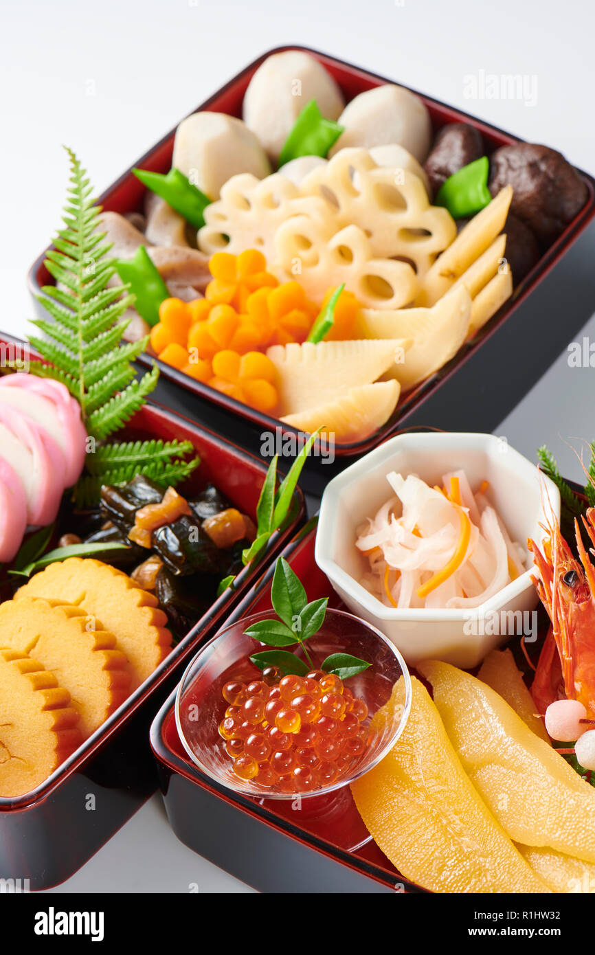 Japanese New Year traditional Osechi dishes Stock Photo - Alamy