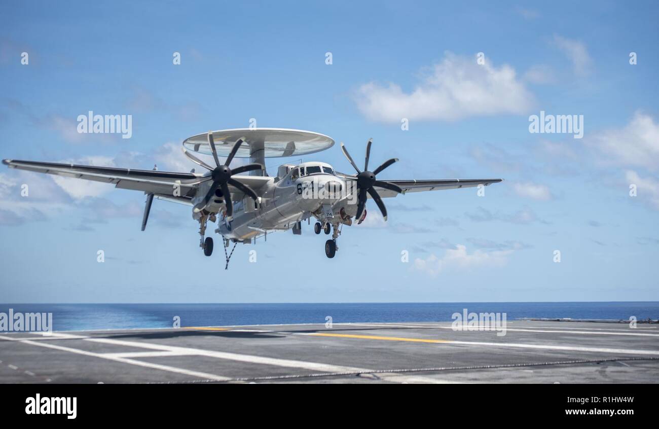 ATLANTIC OCEAN (Sept. 19, 2018) An E-2C Hawkeye, assigned to Carrier ...