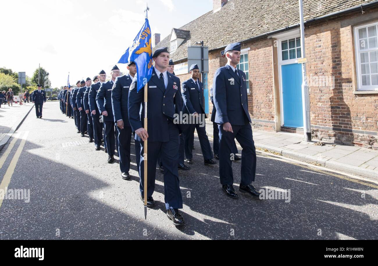 U.S. Air Force Airmen from the 501st Combat Support Wing march through ...