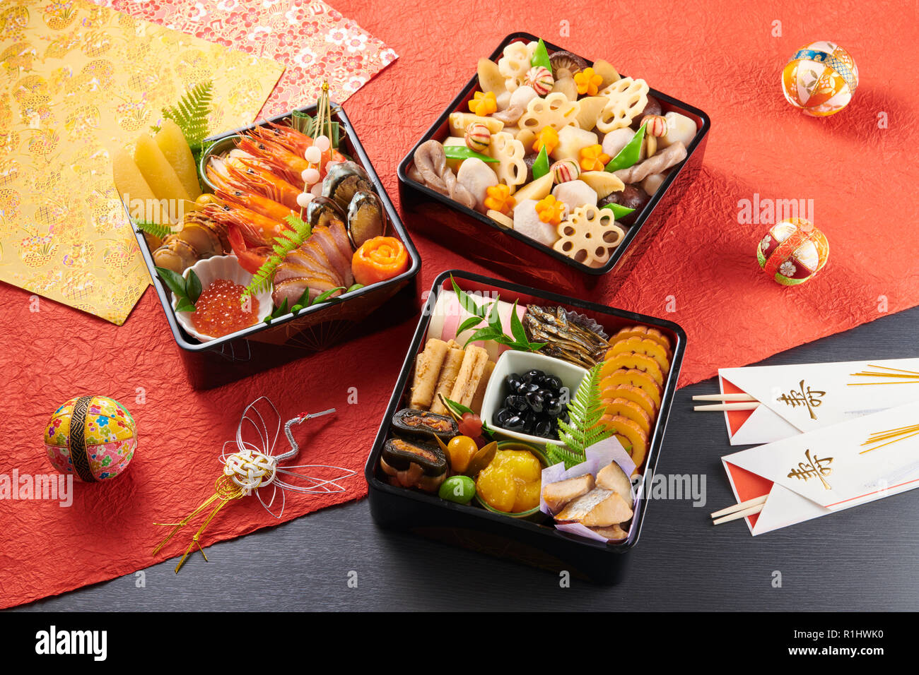 Japanese New Year traditional Osechi dishes Stock Photo - Alamy