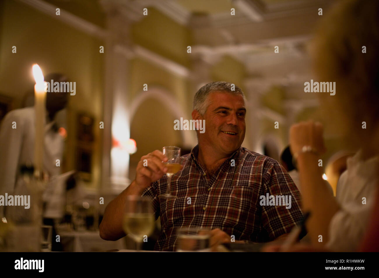 Man Dining Out With Friends Stock Photo - Alamy