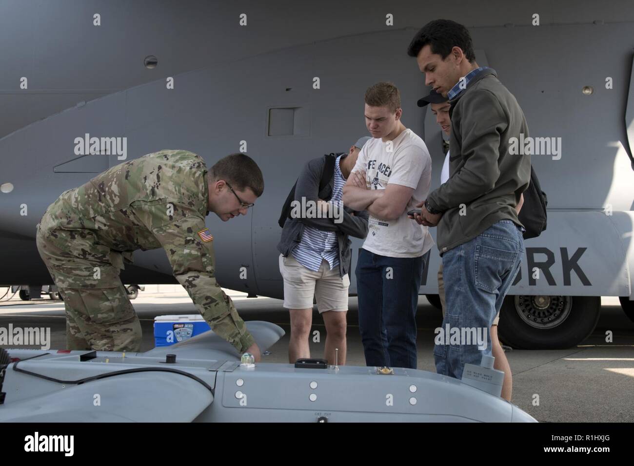 Spc. Alexander Piper, an unmanned aerial system operator assigned to D ...
