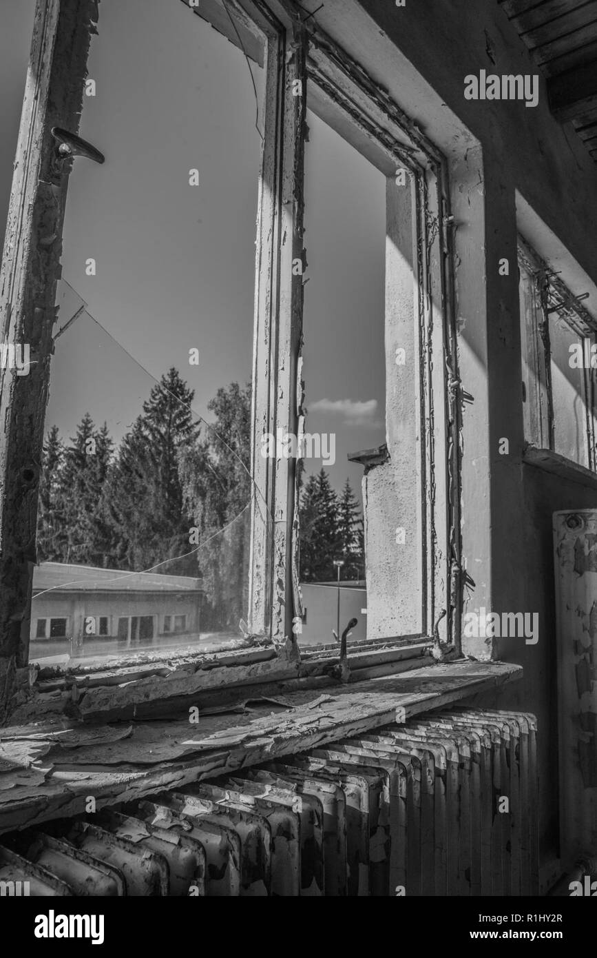 Abandoned building on Lest Training Center in Slovakia Stock Photo - Alamy