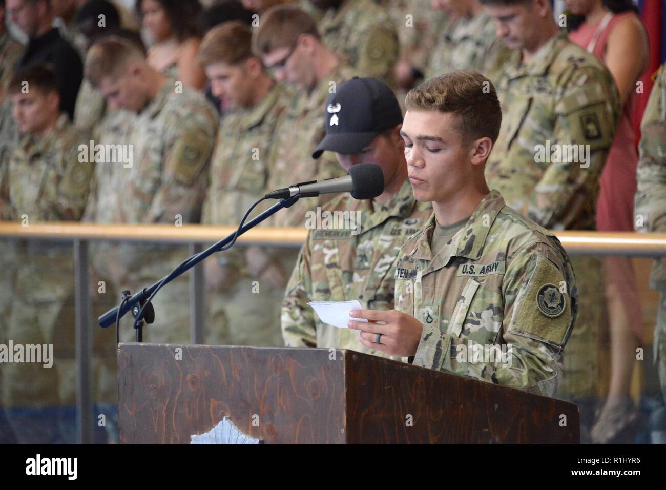 U.S. Army Pfc. Alexander Ten Haaf with 2nd Cavalry Regiment reads the ...