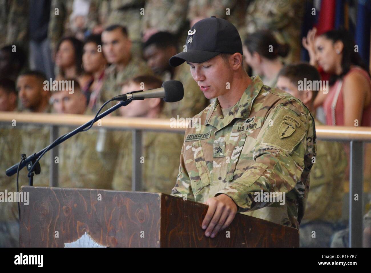 U.S. Army Sgt. Matthew Bremerkamp with the Army National Guard mobile ...