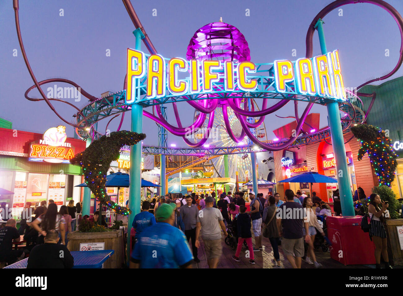 Pacific Park rides on Santa Monica Pier, Los Angeles, USA Stock Photo ...
