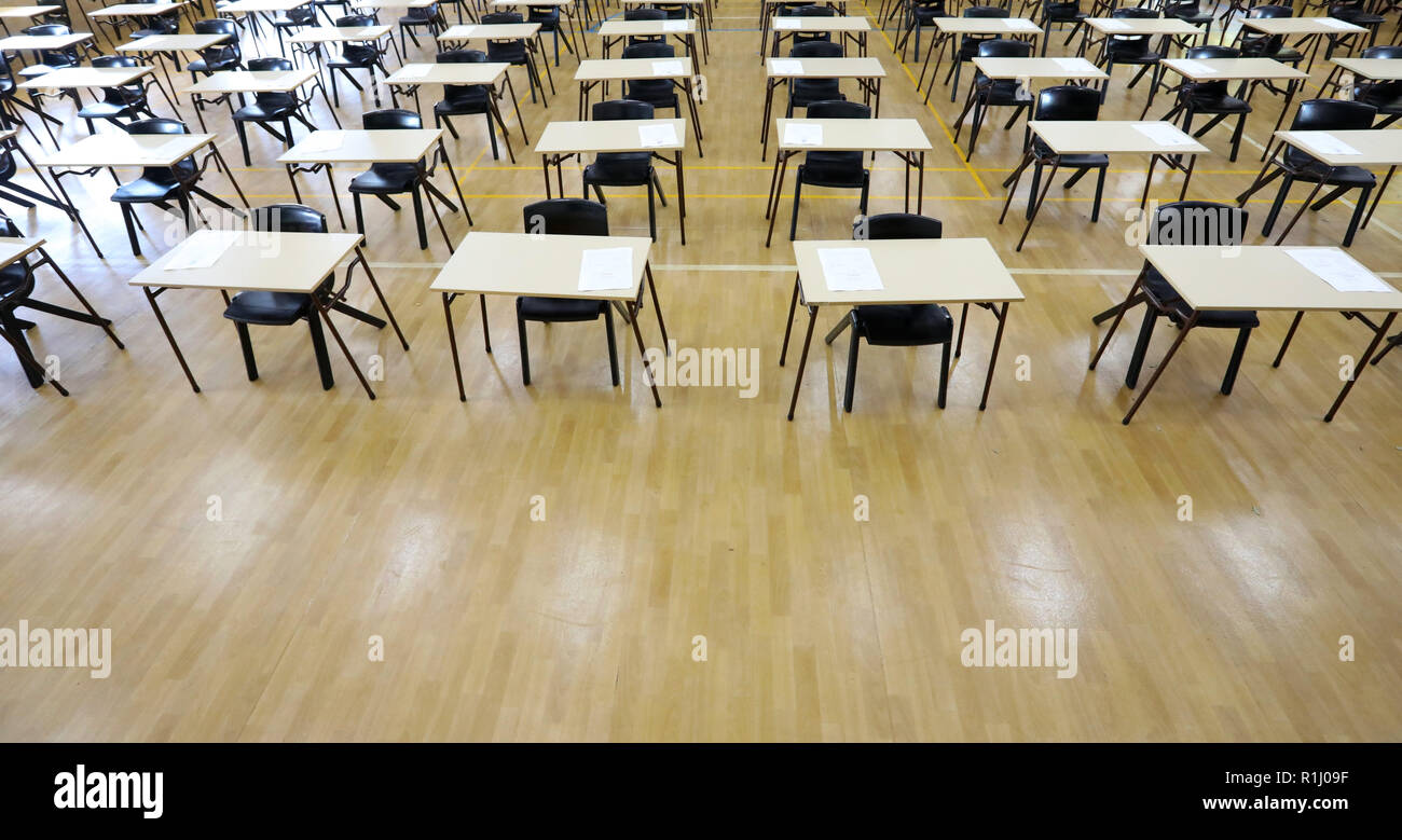 interesting view from above of large exam room hall and examination ...