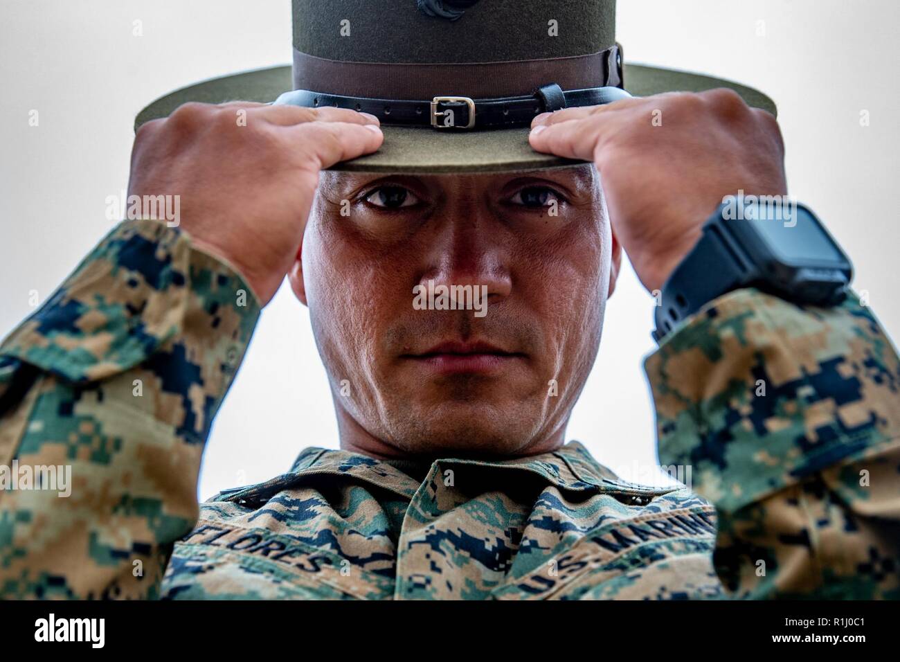 U.S. Marine Corps Staff Sgt. Edwin Flores, a drill instructor with ...
