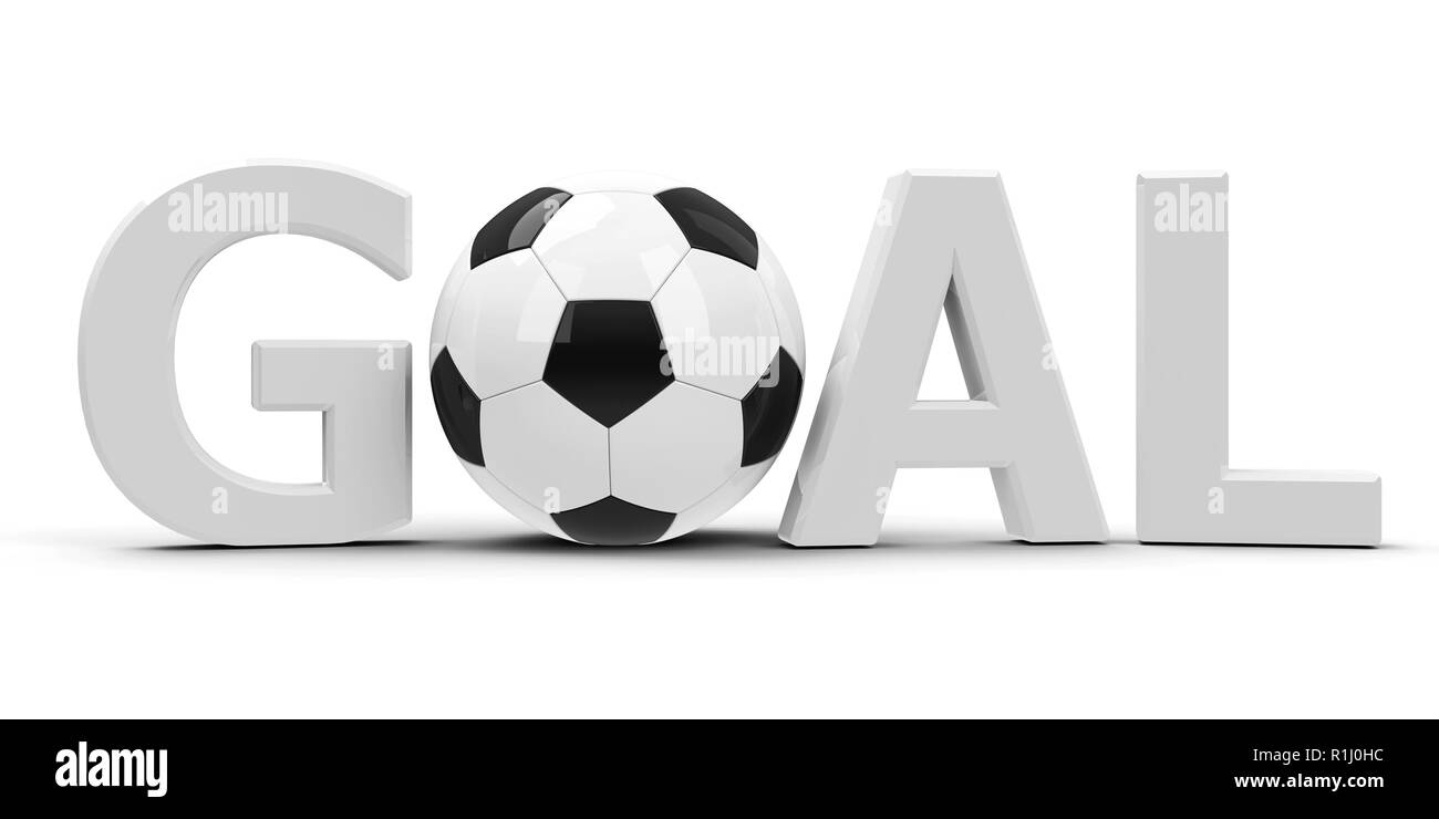 White Goal with white-to-black football isolated on white background ...