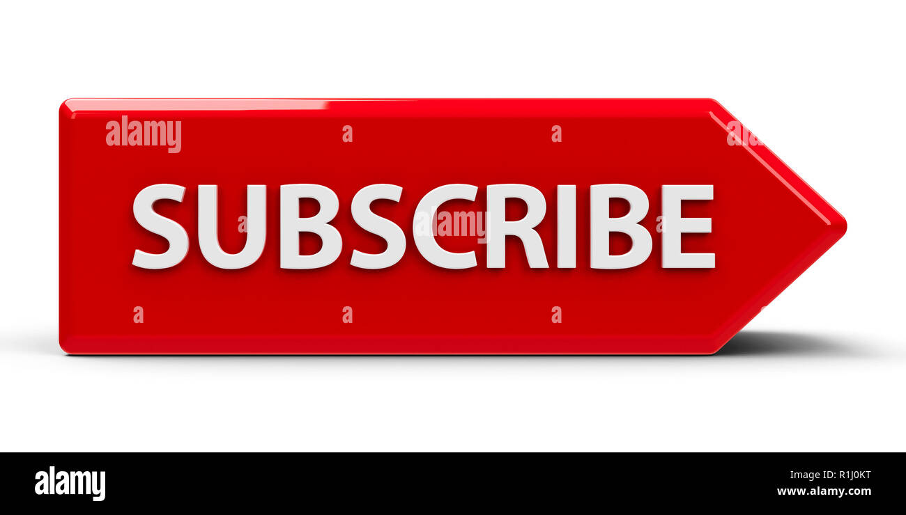 Red icon arrow with text Subscribe, three-dimensional rendering, 3D ...
