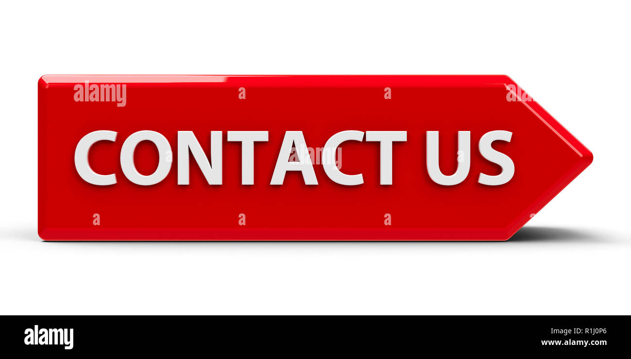 Red icon arrow with text Contact us, three-dimensional rendering, 3D ...