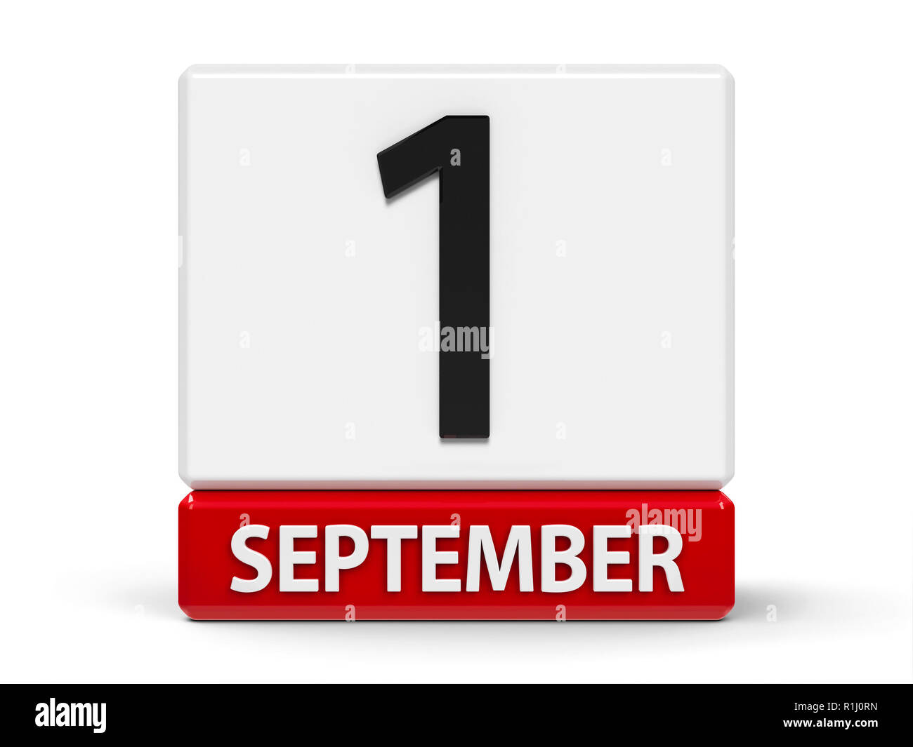 Red and white calendar icon from cubes - The First of September - on a ...