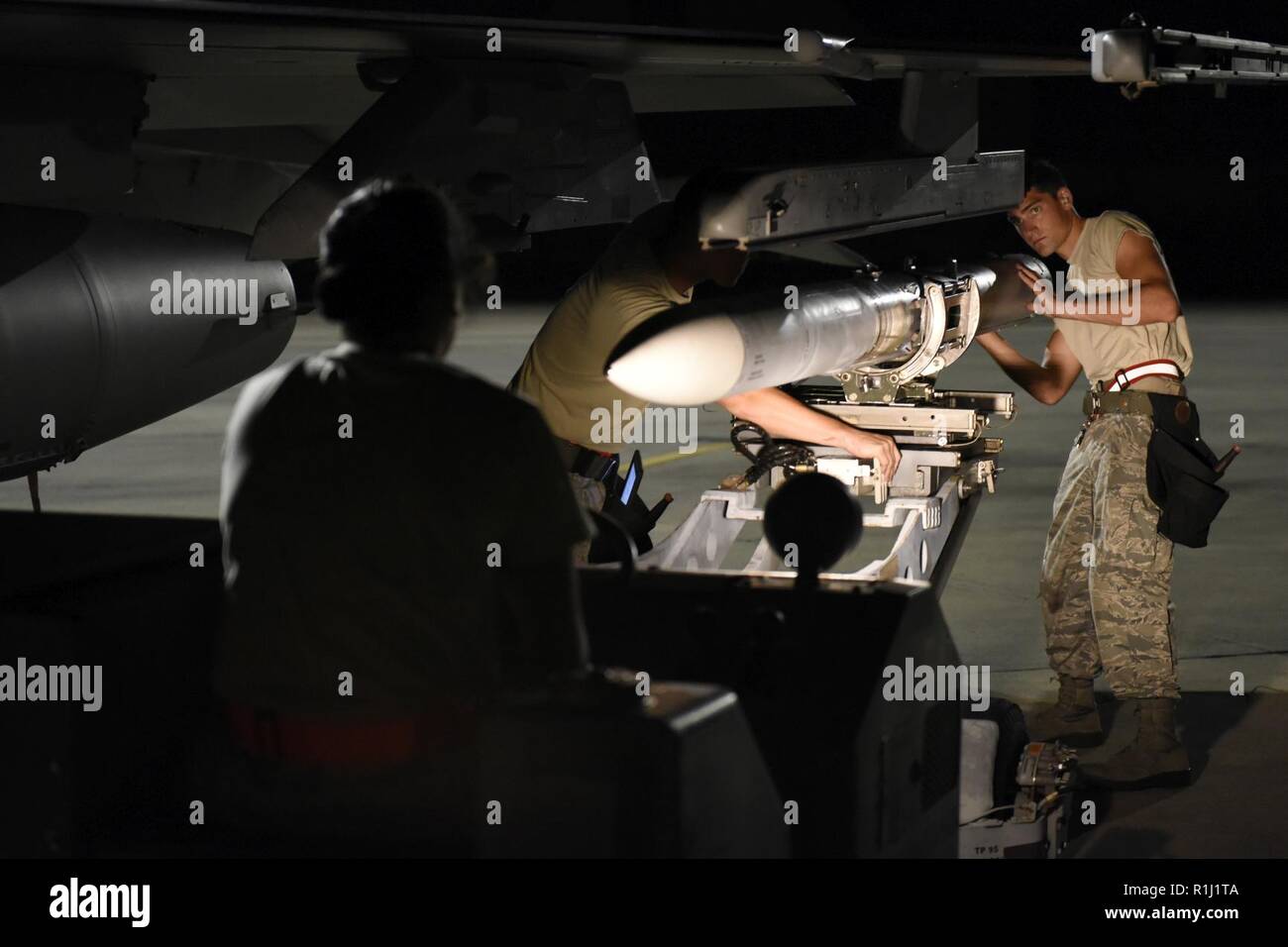 U.S. Air Force Airman 1st Class Sam Echstenkamper, a weapons loader ...