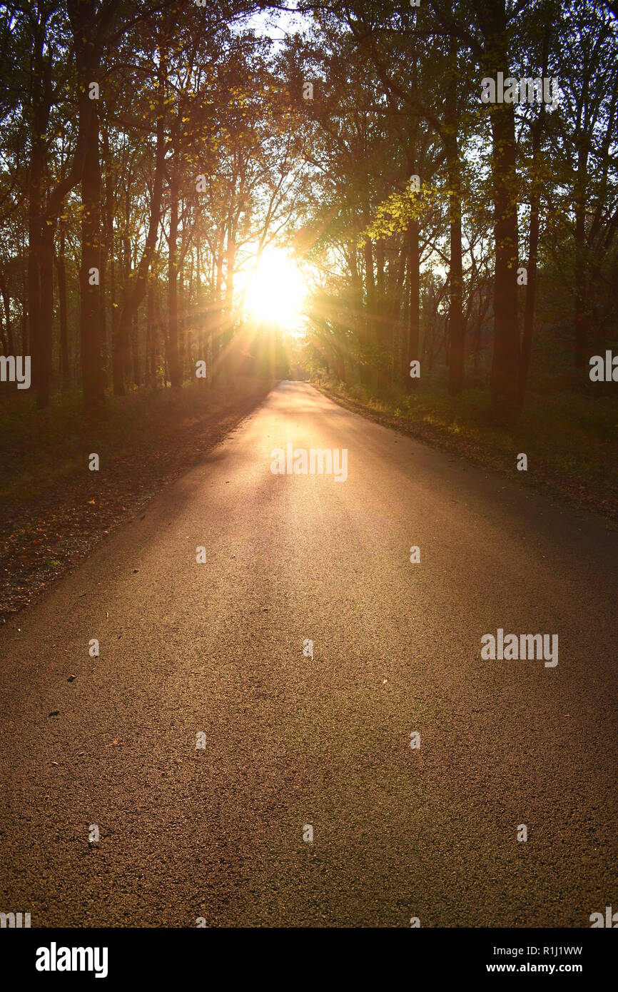 Sun setting road hi-res stock photography and images - Alamy