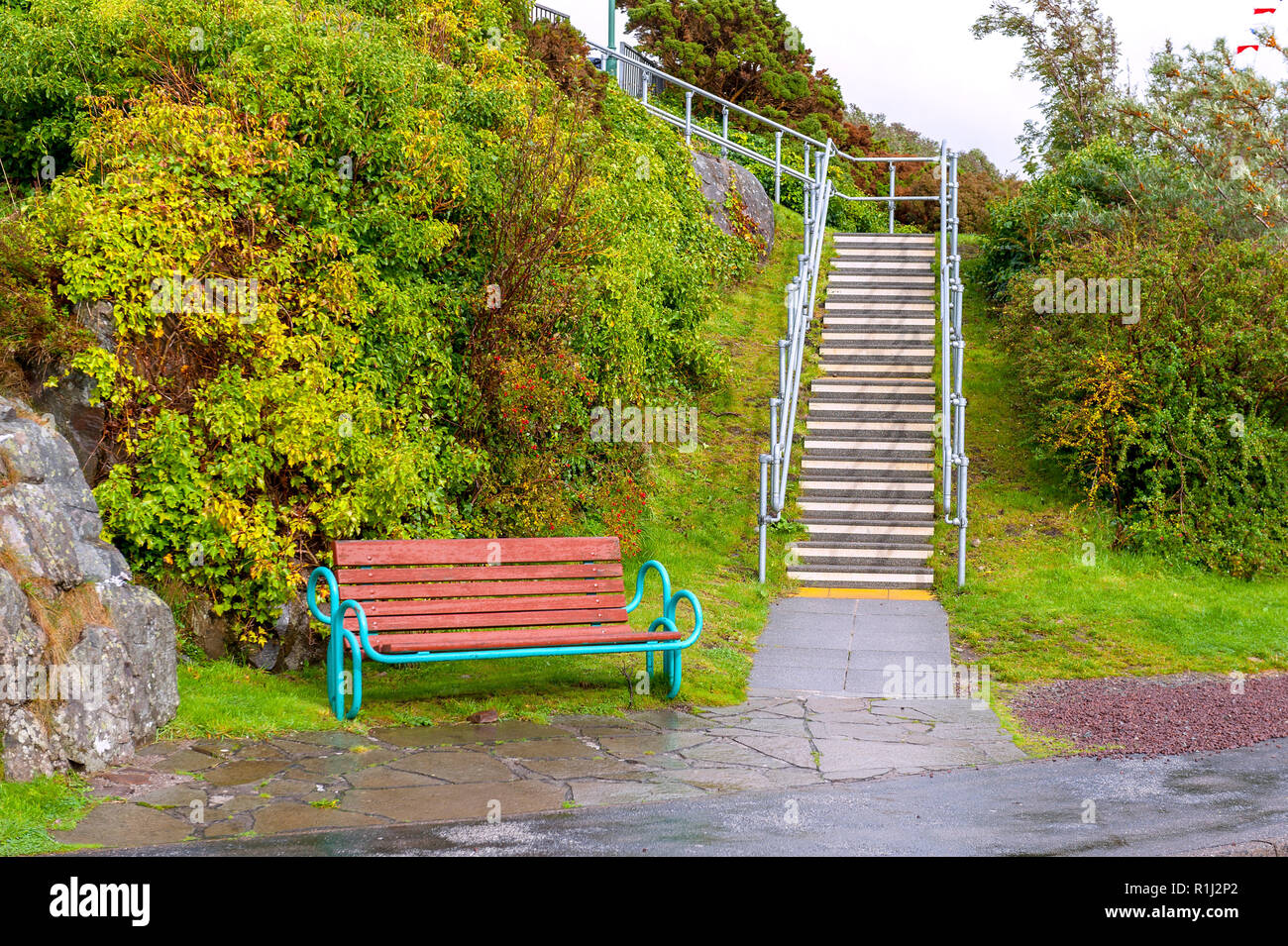 exterior stairs and bench Stock Photo - Alamy