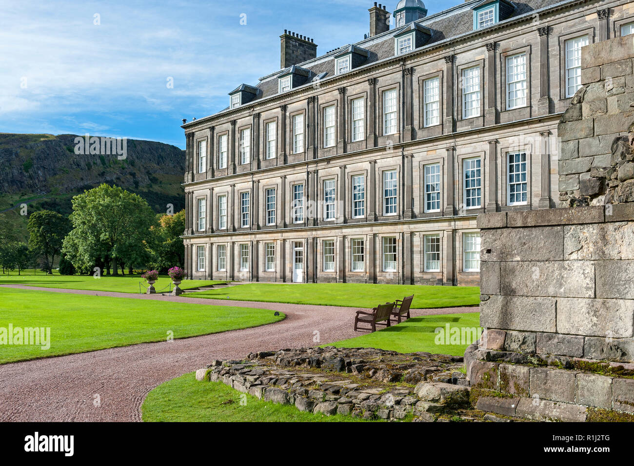 Holyrood Edinburgh castle back view Stock Photo - Alamy