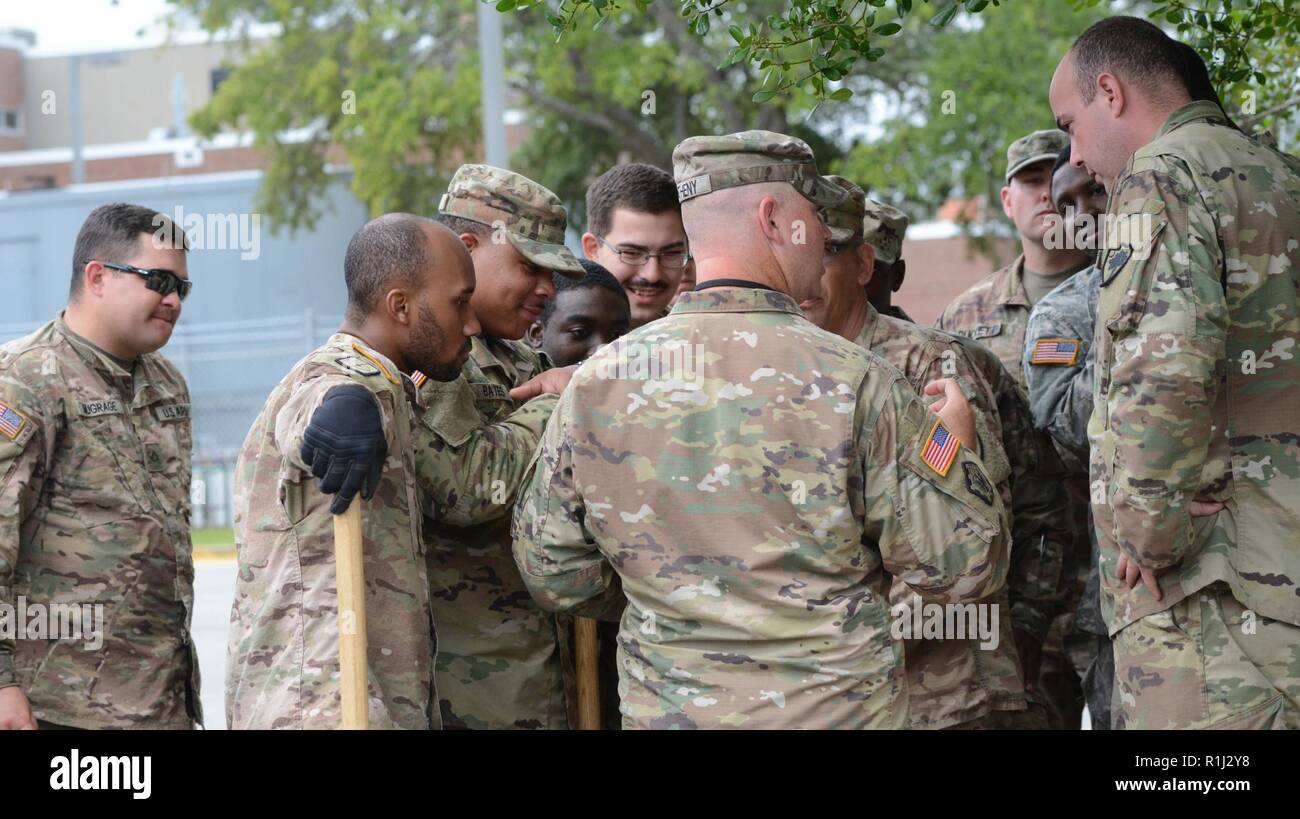 Lt. Col. Bill Matheny, 122nd Engineering Battalion leader, briefs his ...