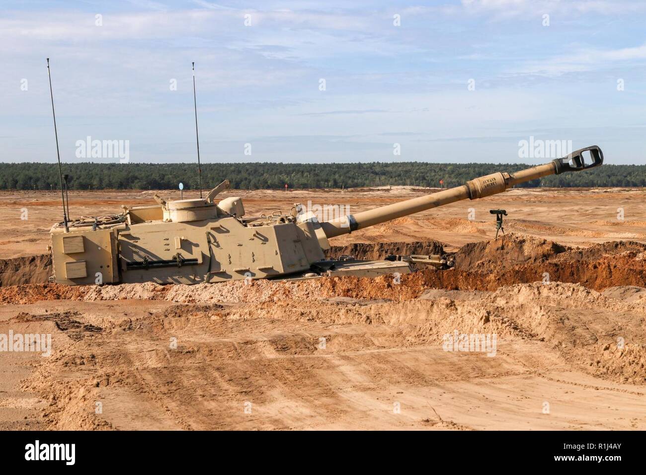 An M109A6 Paladin assigned to 1st Battalion 82 Field Artillery Regiment ...