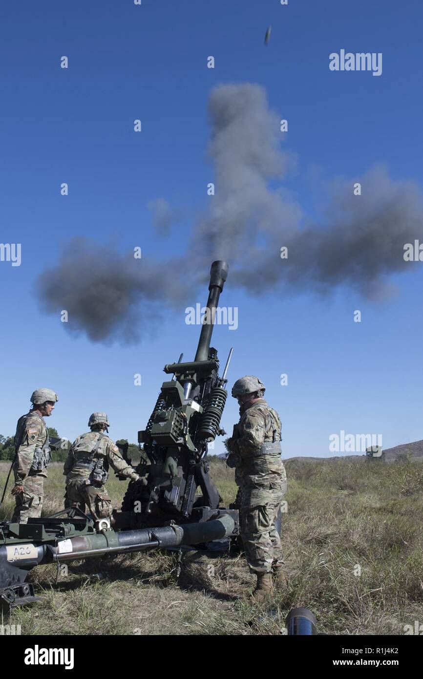 Members of Alpha Battery, 1st Battalion, 160th Field Artillery, 45th Infantry Brigade Combat ...