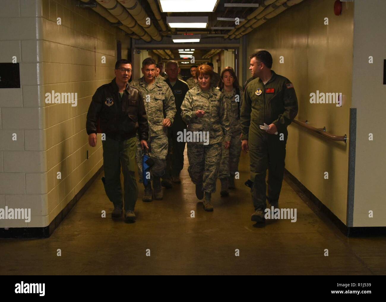 U.S. Air Force Lt. Gen. Dorothy Hogg, center, Air Force Surgeon General ...