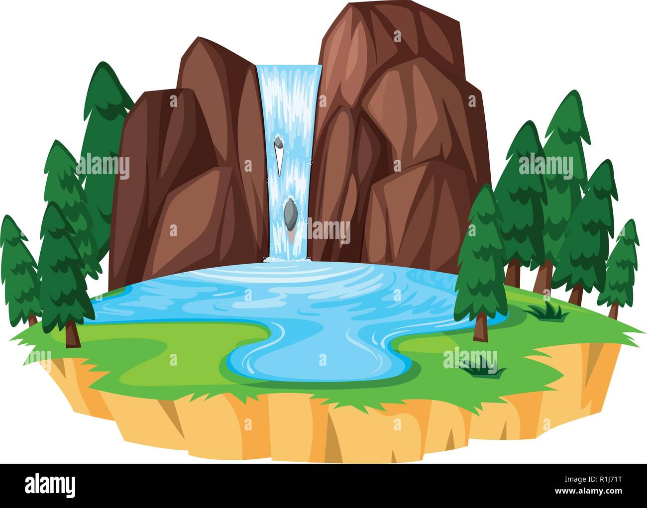 A beautiful waterfall landscape illustration Stock Vector Image & Art ...