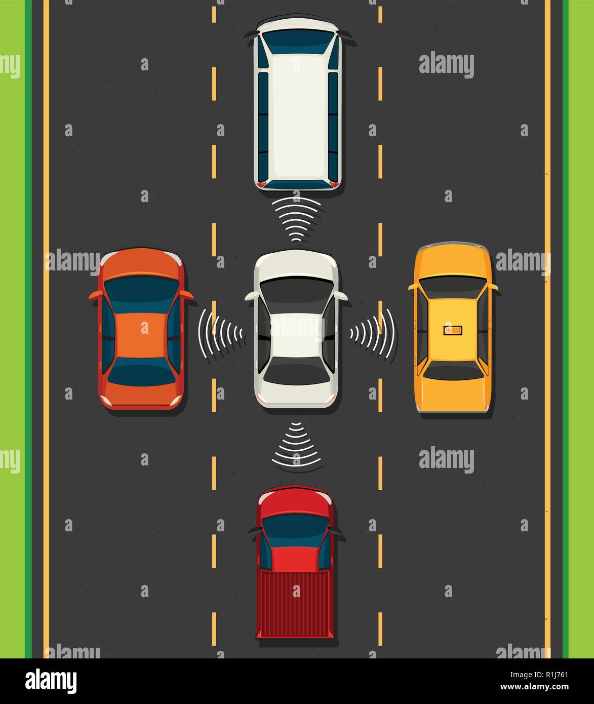 Aerial view of electric car illustration Stock Vector Image & Art - Alamy