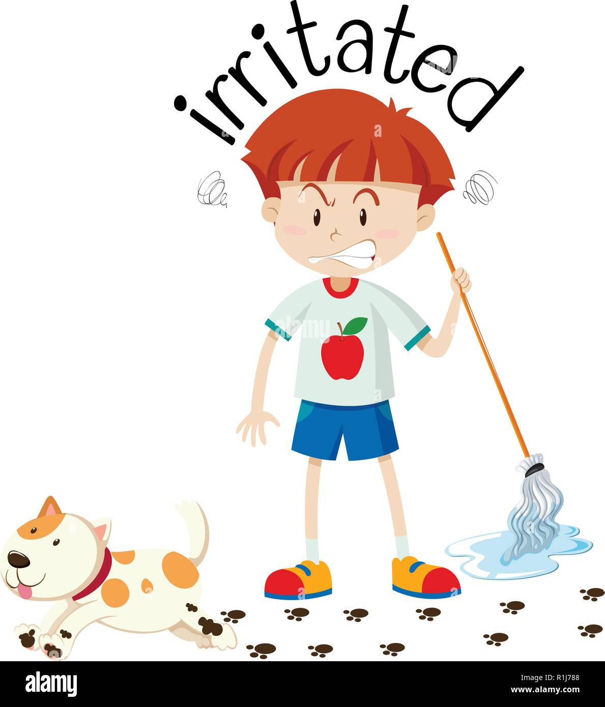 English vocabulary word irritated illustration Stock Vector Image & Art ...