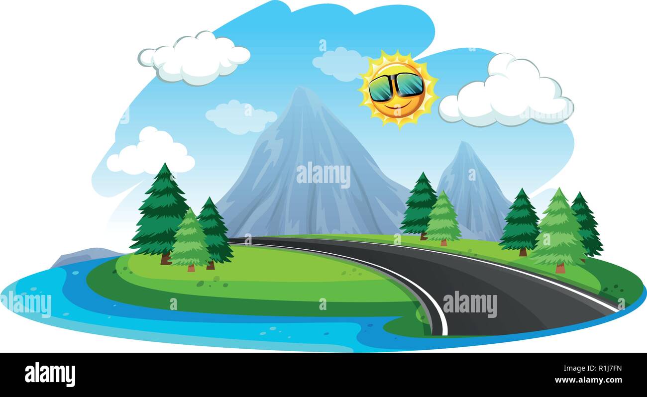 Isolated beautiful nature road illustration Stock Vector Image & Art ...