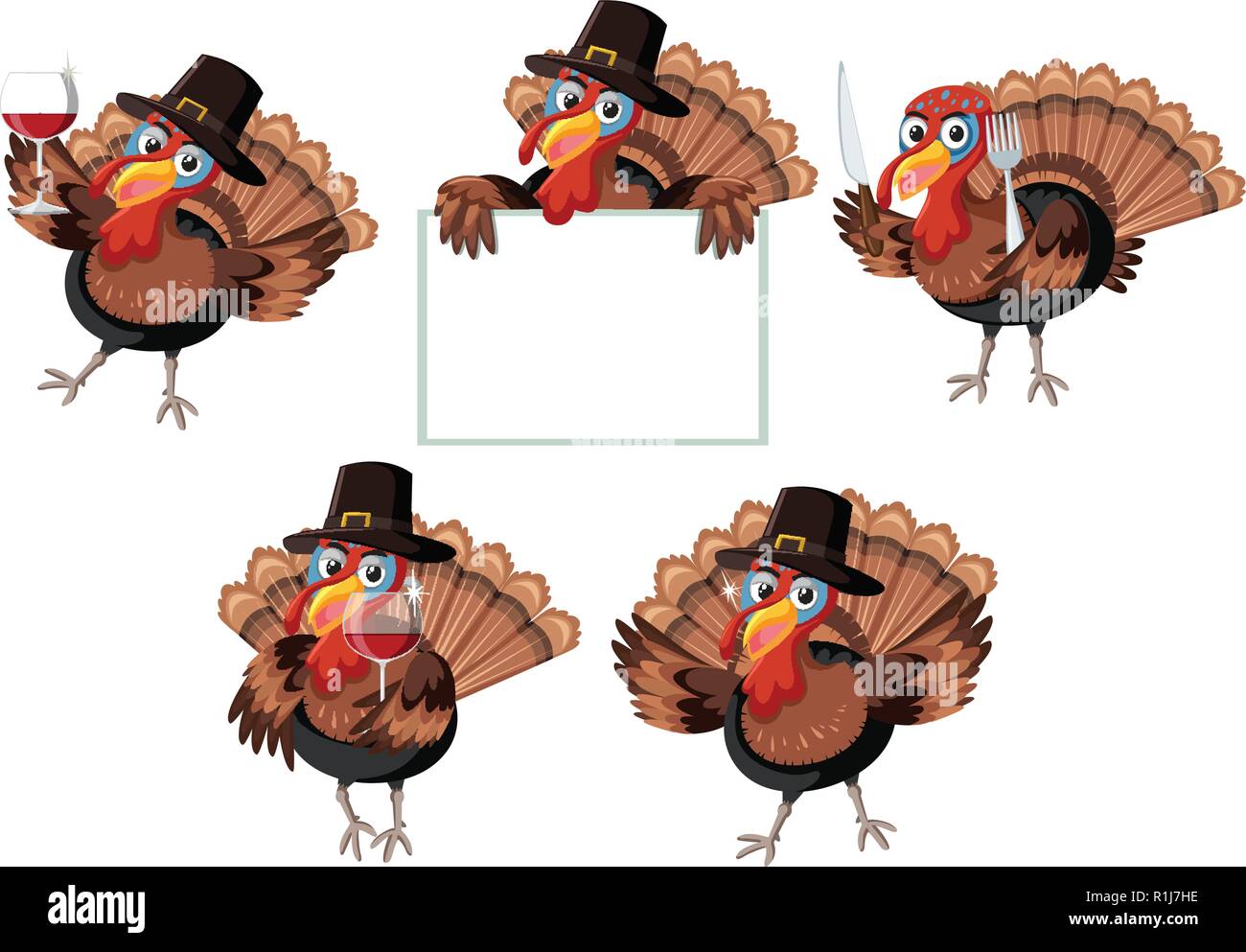 Turkey character on white background illustration Stock Vector Image ...