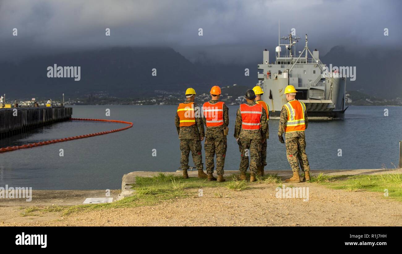 U.S. Marines with Combat Logistics Battlion 3 (CLB-3) guide in a ...