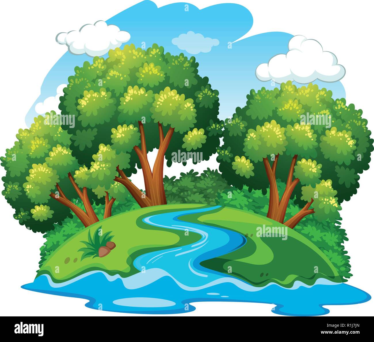 A river natural landscape illustration Stock Vector Image & Art - Alamy