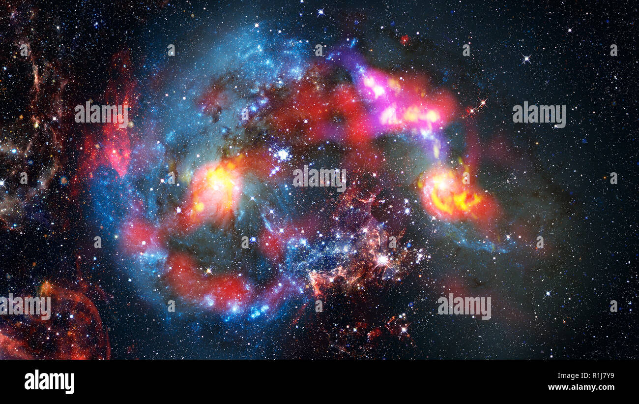 Cosmic galaxy background with nebula, stardust and bright shining stars ...