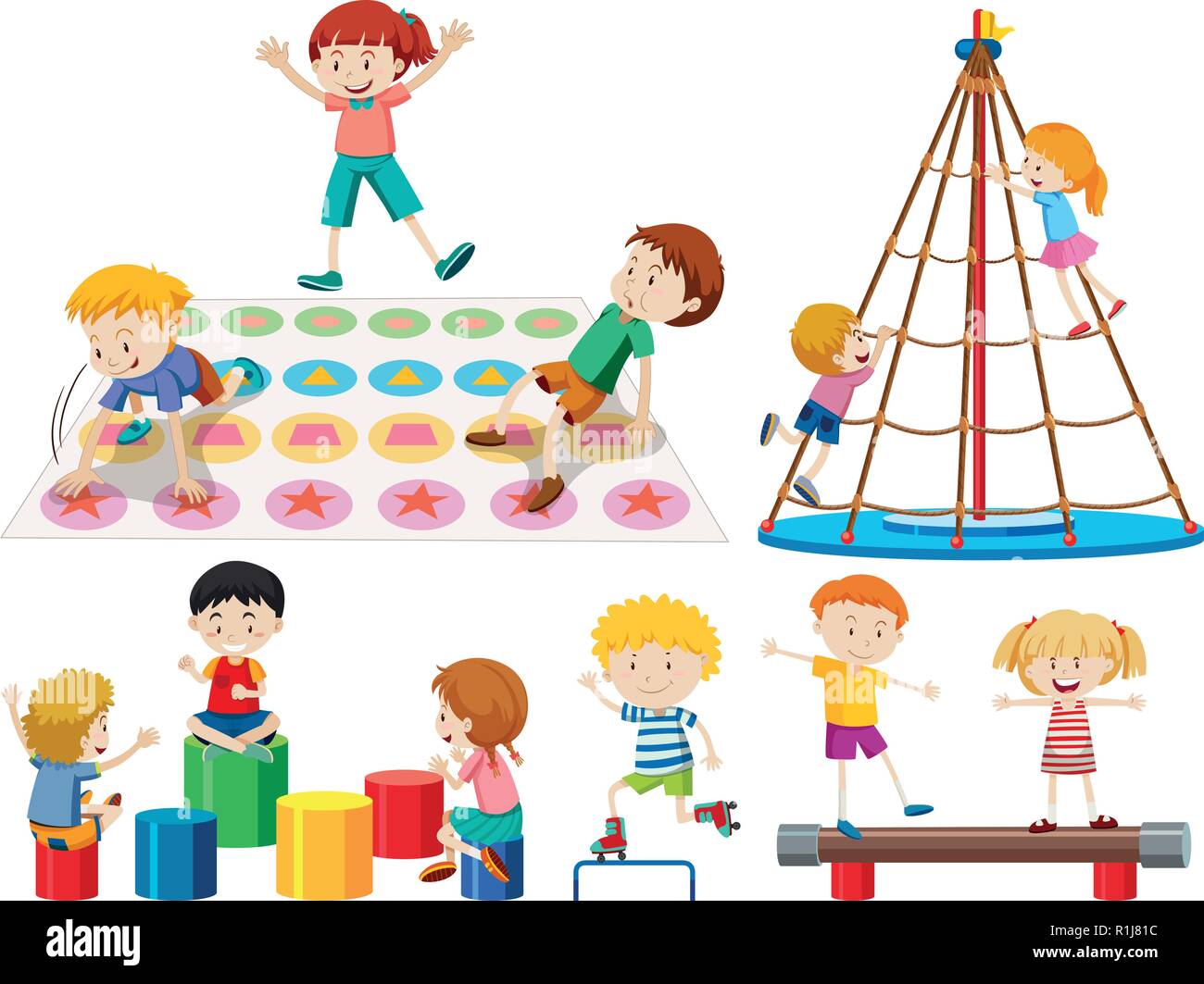 Group of children playing illustration Stock Vector Image & Art - Alamy