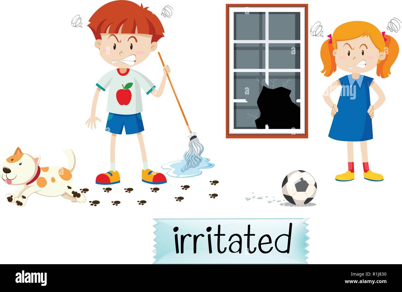 Two children irritated scene illustration Stock Vector Image & Art - Alamy