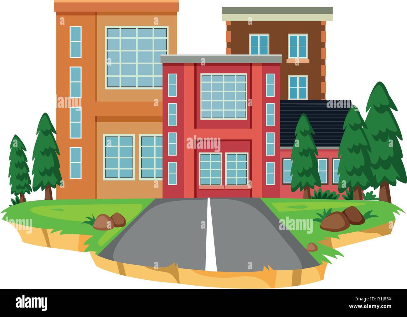 Isolated city town building illustration Stock Vector Image & Art - Alamy