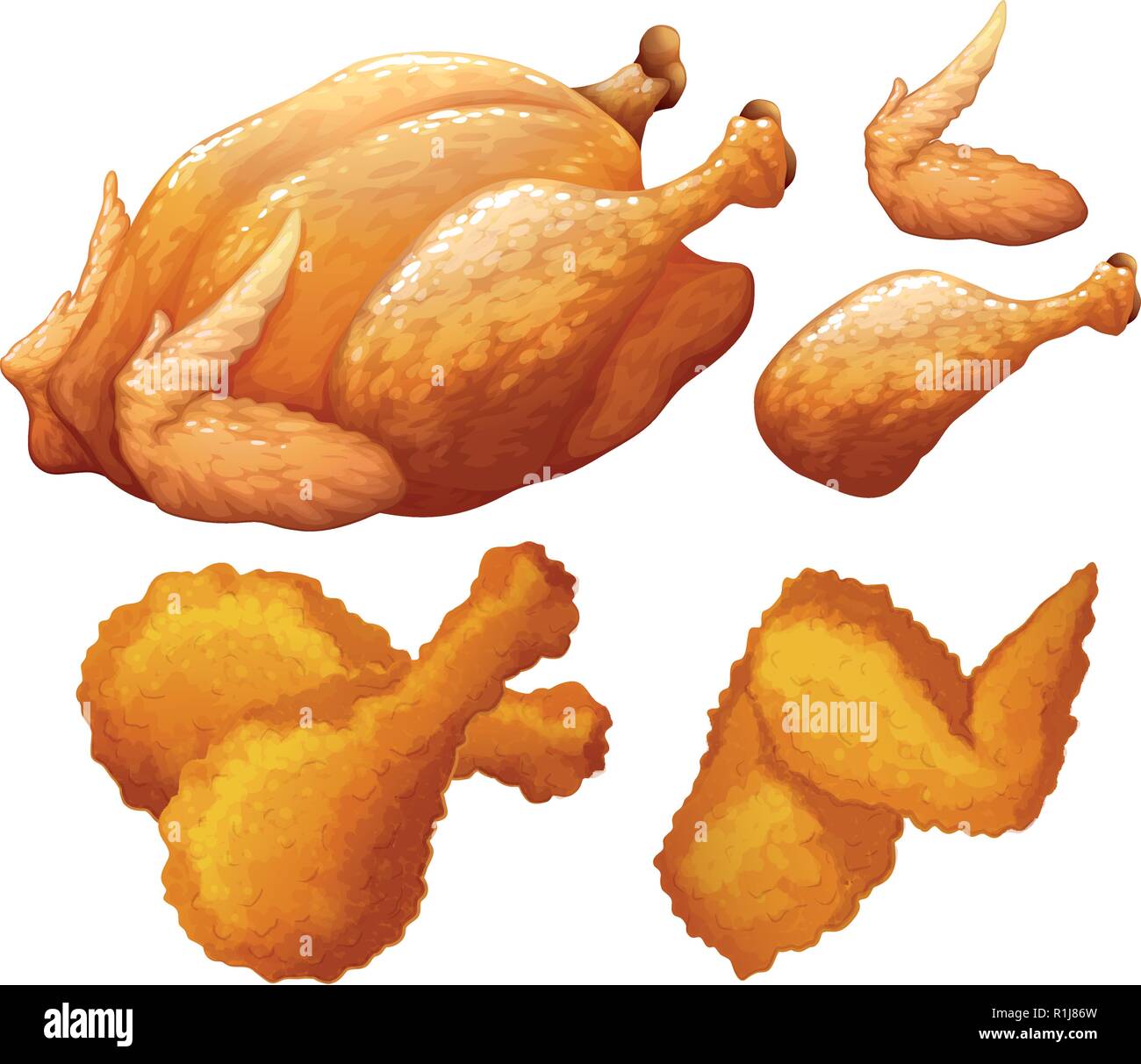 Set of food made by chicken illustration Stock Vector Image & Art - Alamy