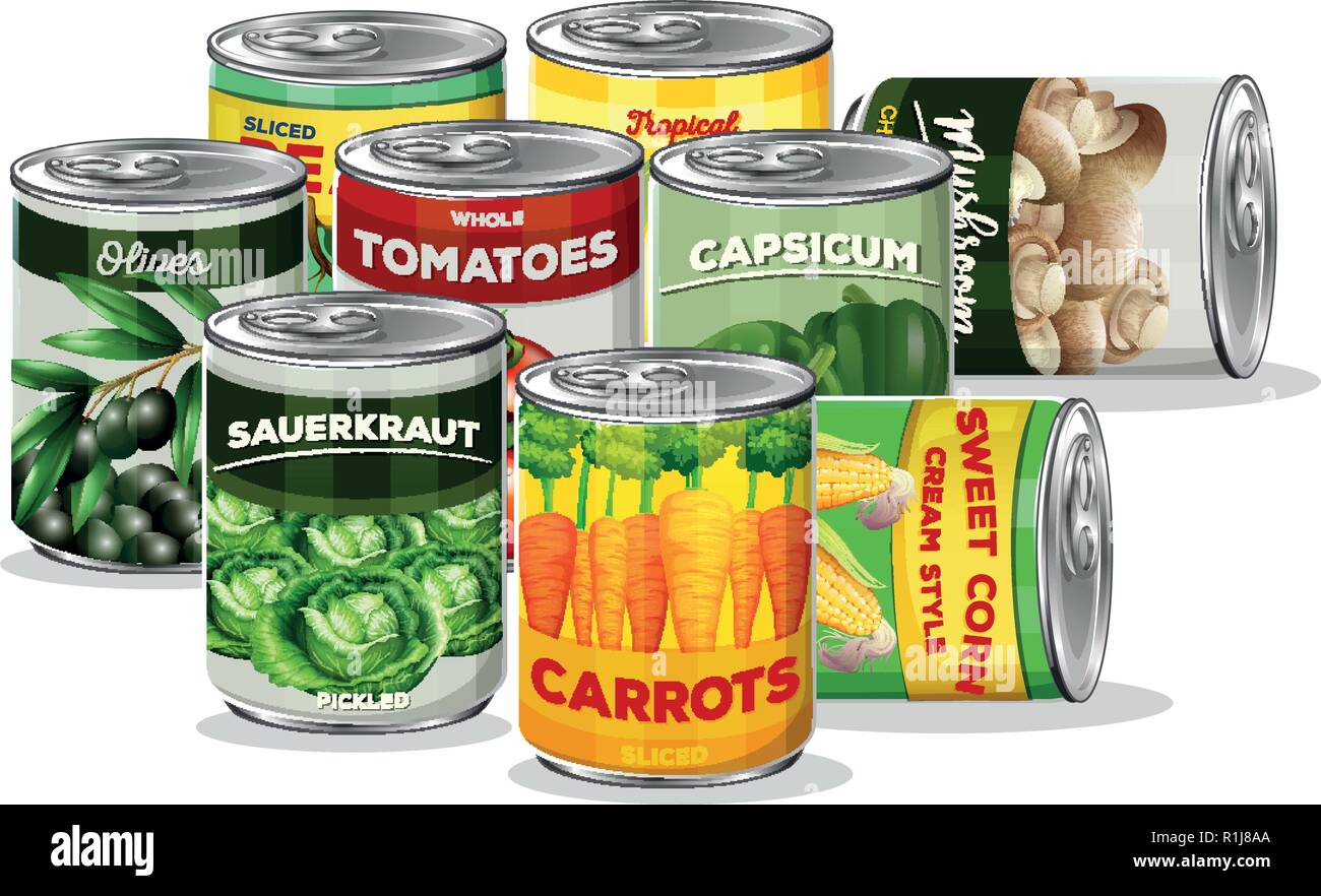 Set canned vegetable Stock Vector Images - Alamy