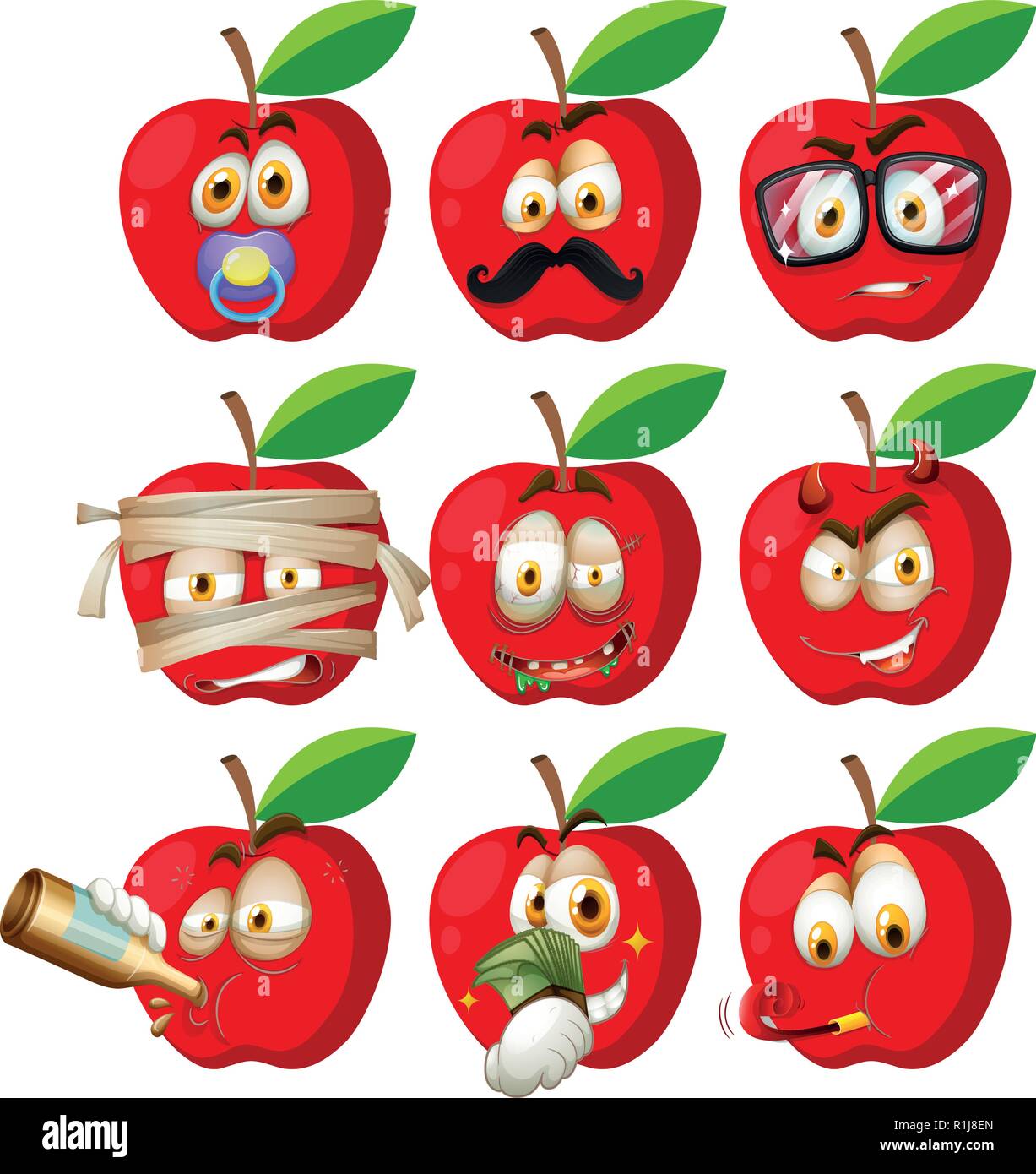 Clipart Apple With Face Clipart