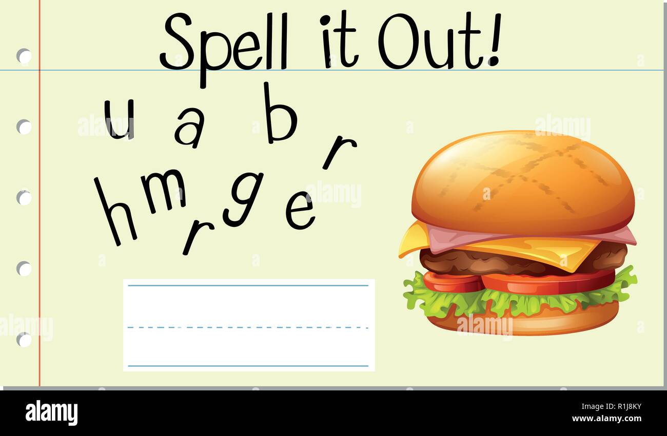 Spell English word hamburger illustration Stock Vector Image & Art - Alamy