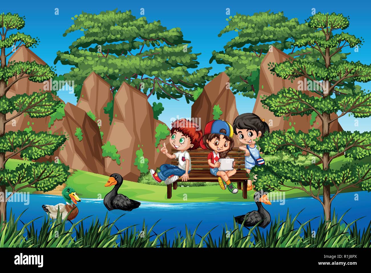 Children in the nature illustration Stock Vector Image & Art - Alamy