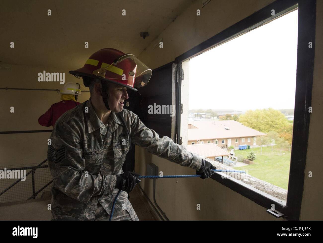 U.S. Air Force Tech. Sgt. Josh Roundtree, with the 422nd Civil Engineer ...