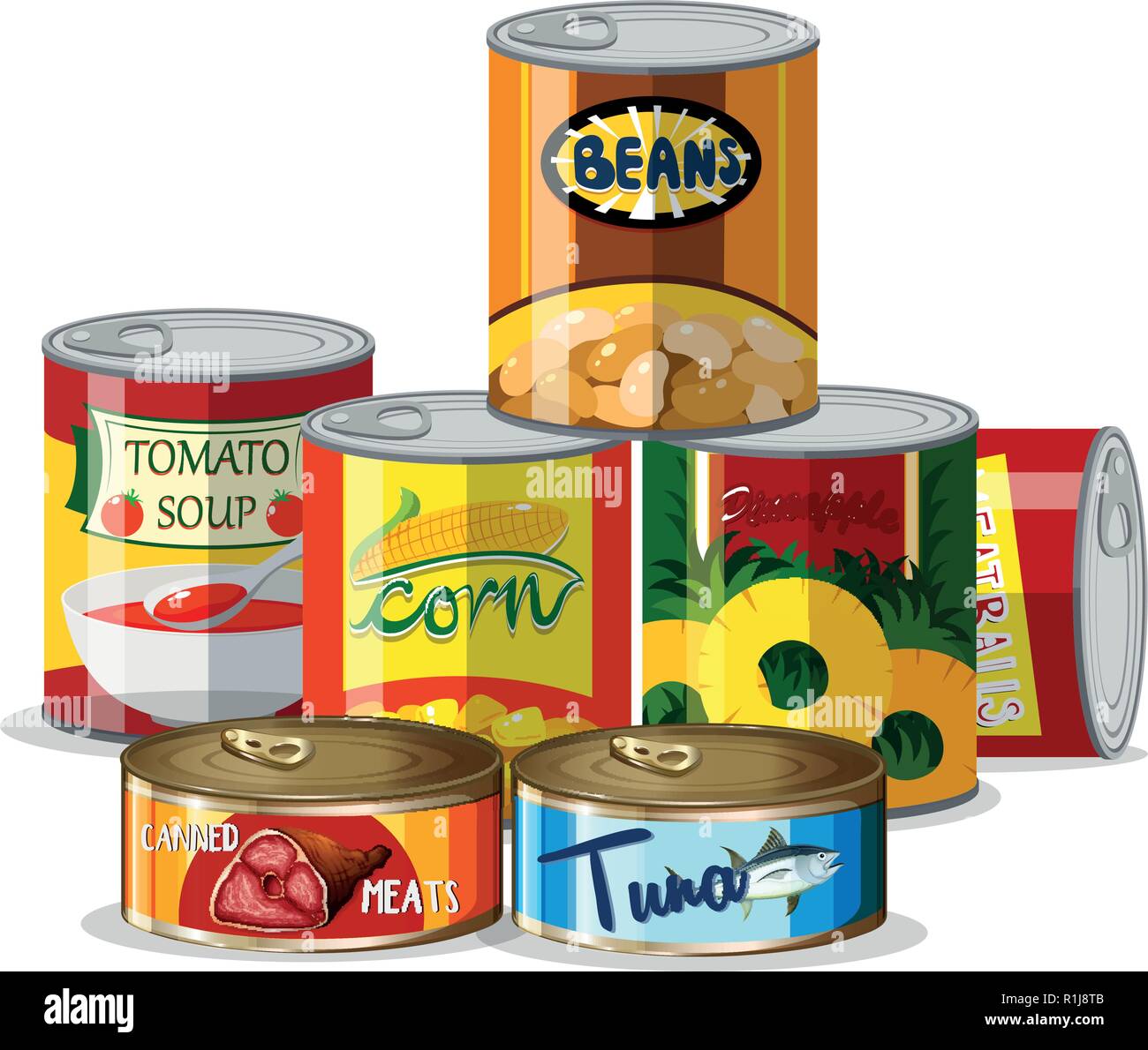 Set of canned food illustration Stock Vector Image & Art - Alamy